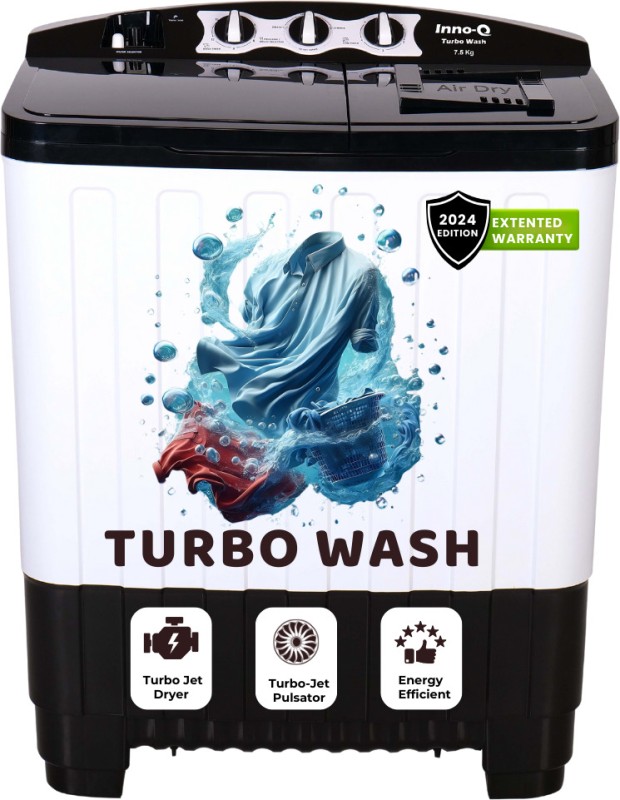 InnoQ 7.5 kg | Turbo Wash | Buzzer | Wheels | Turbo Jet Dryer | Magic ...